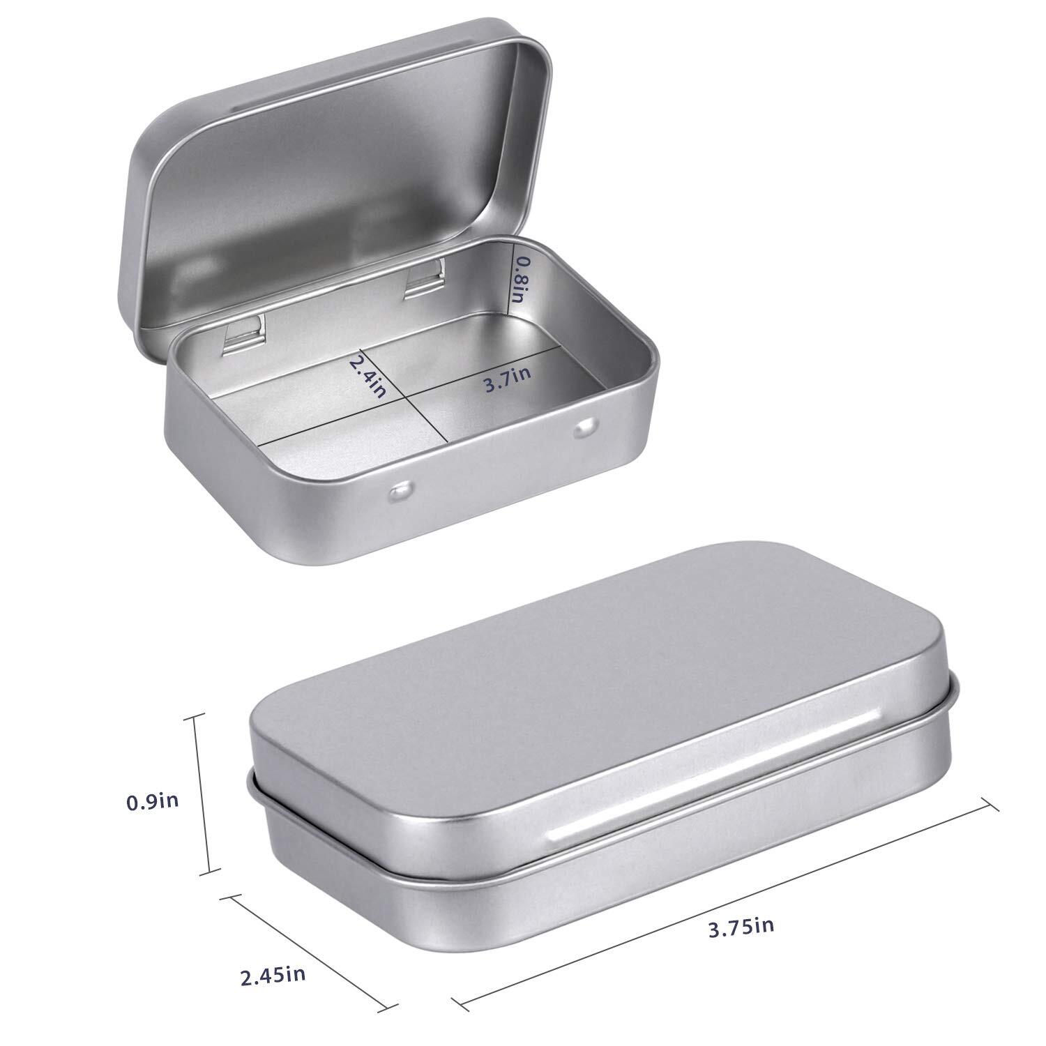 Metal Rectangular Empty Hinged Tins - Pack of 40 Silver Mini Portable Box Sma... | eBay