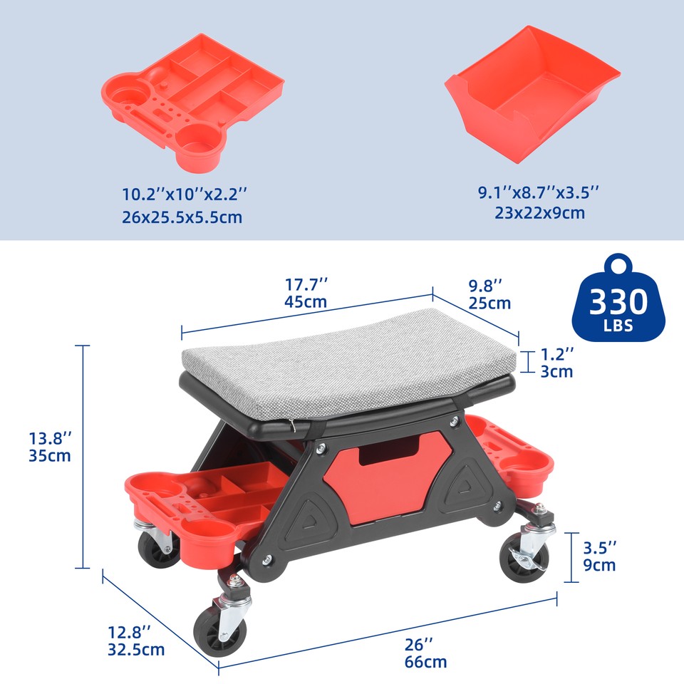 Mechanic Stool Creeper Detailing Seat Rolling Garage Shop Repair Tools ...