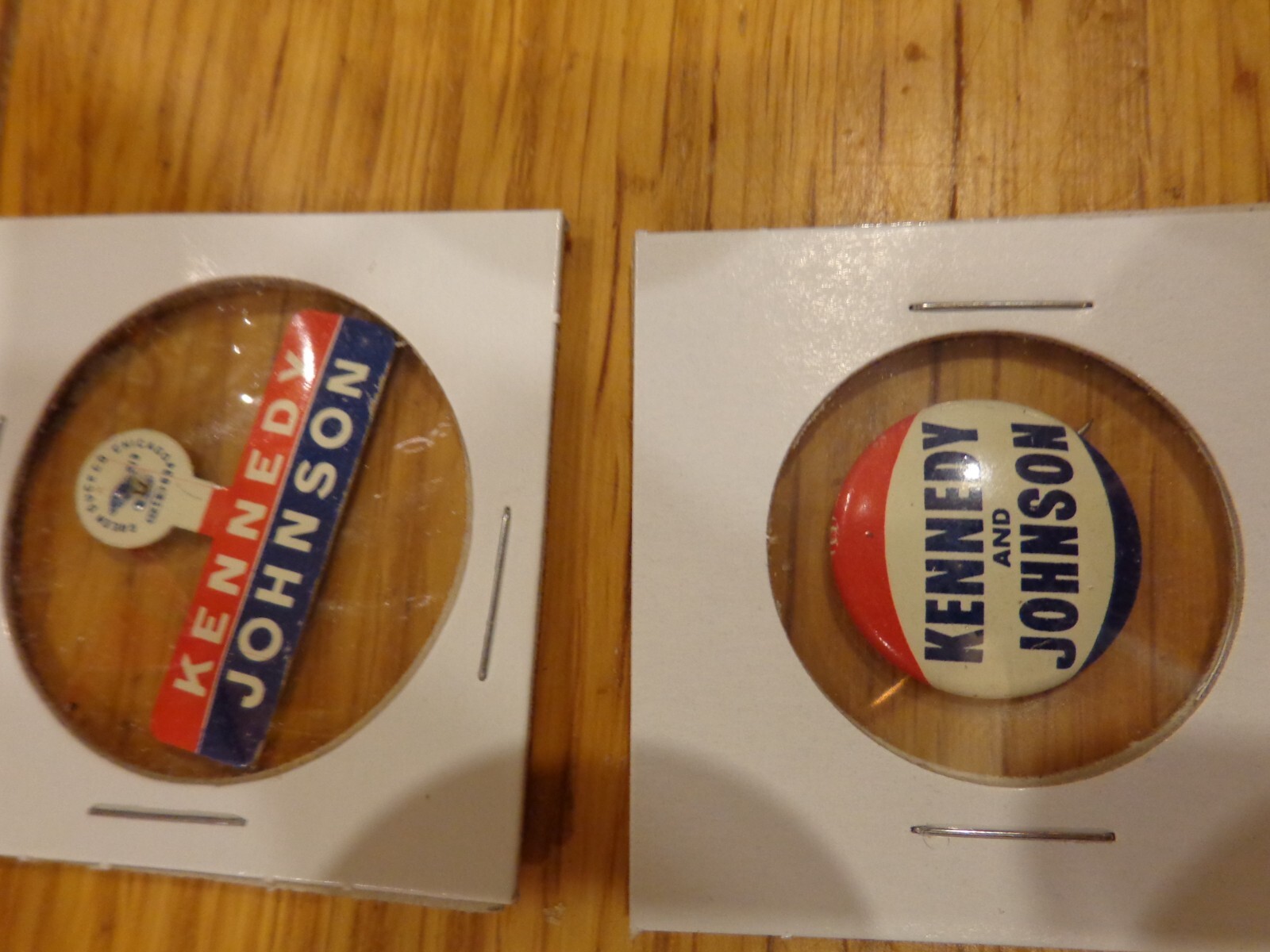 2 PIECE ANTIQUE INAUGURAL KENNEDY - JOHNSON CAMPAIGN PINS VINTAGE NEVER ...