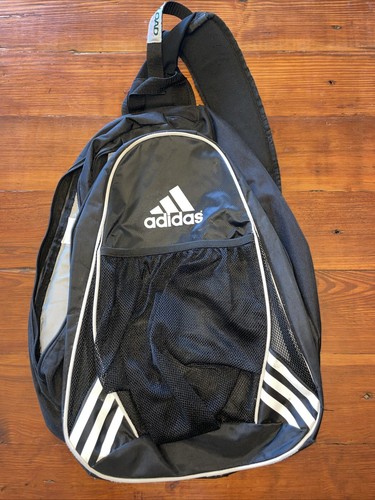 Adidas Backpack Sling pack Black And White Load Spring Straps EUC | eBay