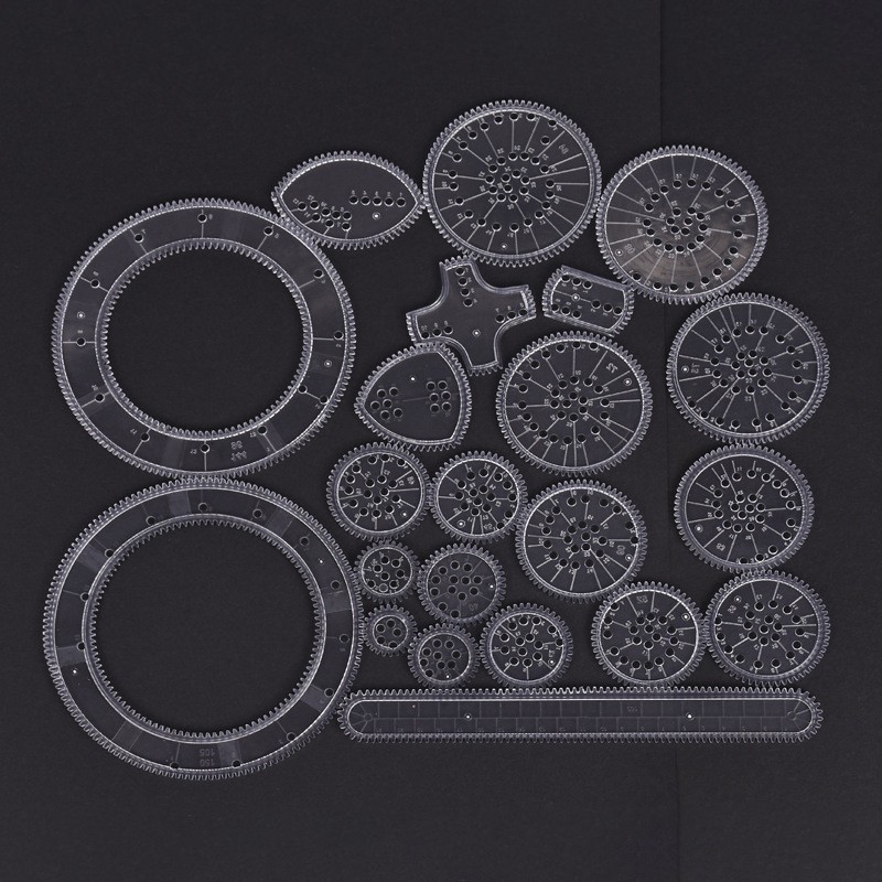 22Pack Plastic Transparent Spirograph Drawing Toys Ruler Tool Gifts For ...