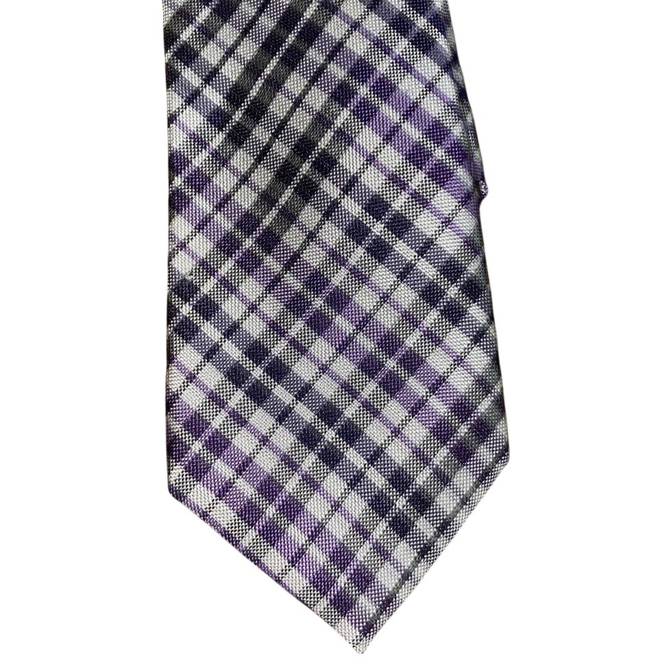 Black Purple & White Plaid Original Penguin Silk Neck Tie | eBay