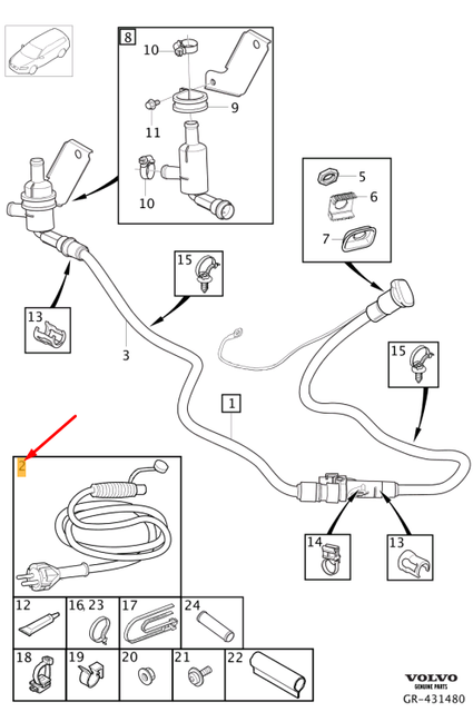VOLVO XC60 MK2 AUXILIARY HEATER CONNECTING CABLE 8698680 GENUINE for ...