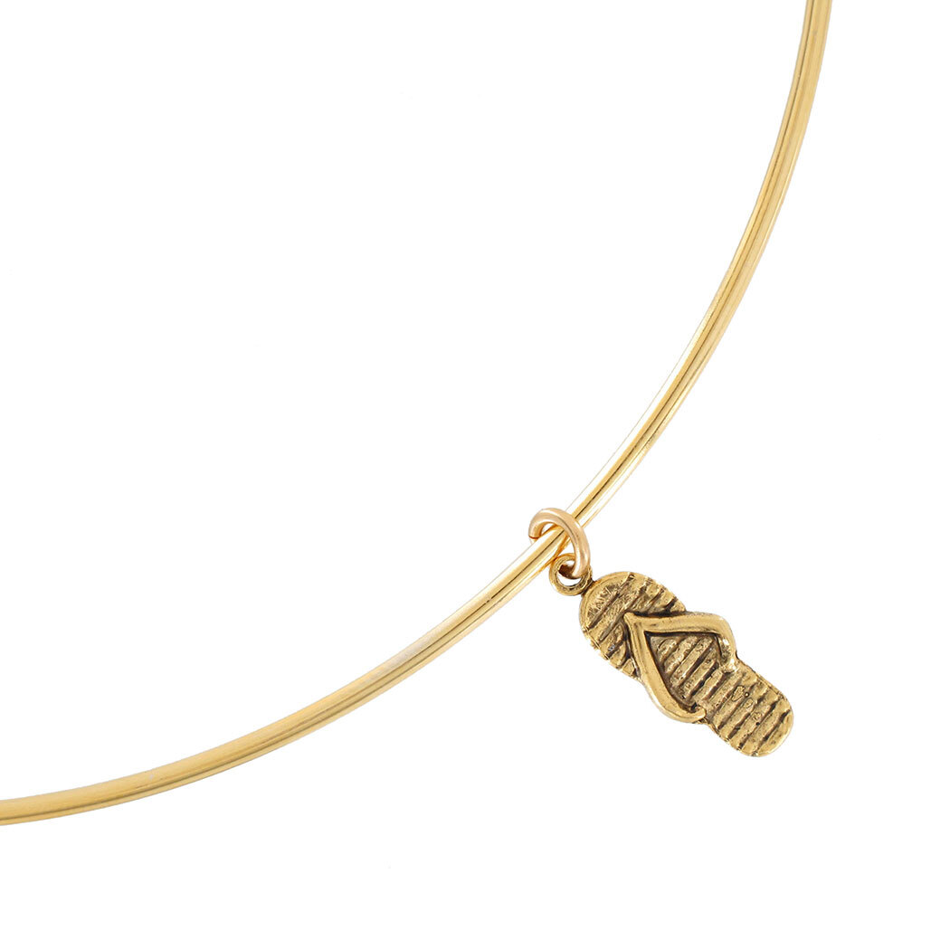 Ky & Co USA Made Gold Tone Flip Flop Sandals Pendant 3/4" Collar ...