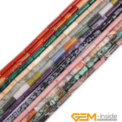 Natural Assorted Stones Tube Spacer Loose Beads For Jewelry Making ...