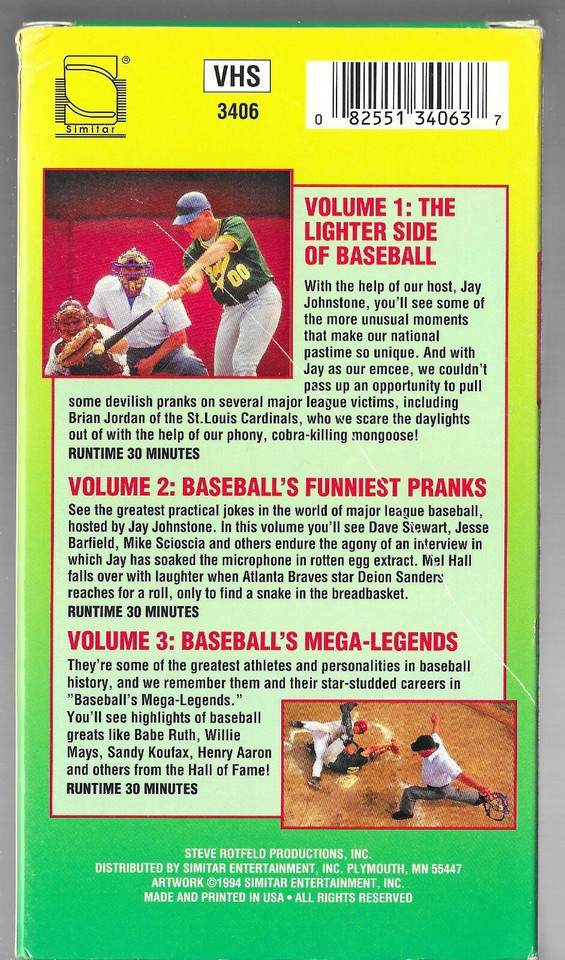 BASEBALL VIDEO COLLECTION BLOOPERS SUPERSTARS AMAZING PLAYS 1994 ...