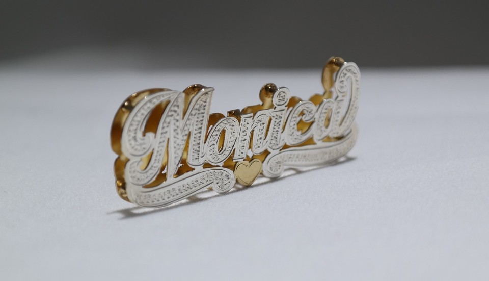 PERSONALIZED DOUBLE NAME PLATE (10k,14k,Fine Silver gold overlay) | eBay