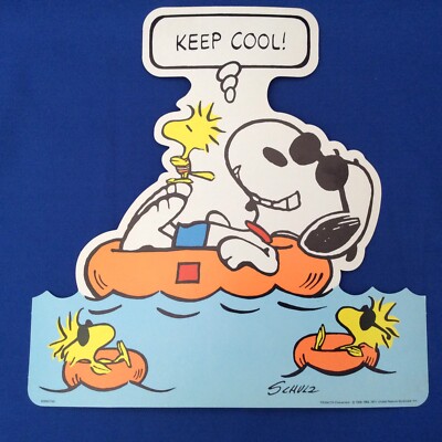 Snoopy Keep Cool Card Peanuts Schulz Snoopy Woodstock Swimming Vintage ...