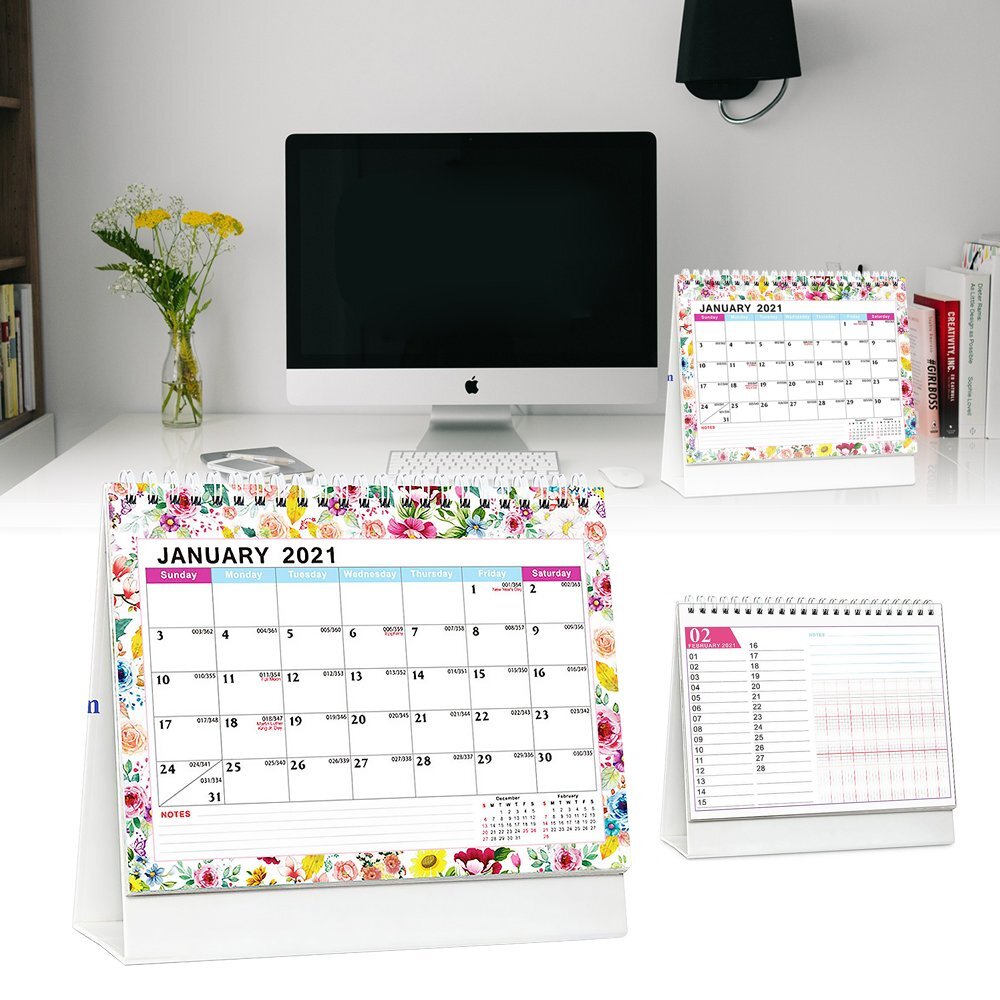 Portable Notebook Countdown Desk Calendar 2021 Writable Plan Desk ...