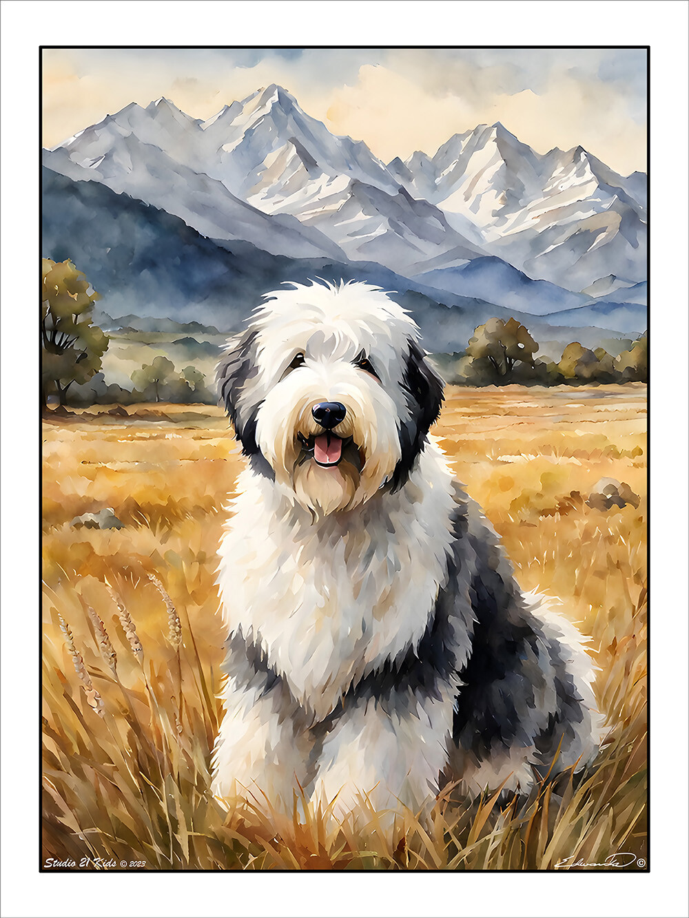 Old English Sheepdog Print, Poster, Dog Wall Art, Animal Decor | eBay