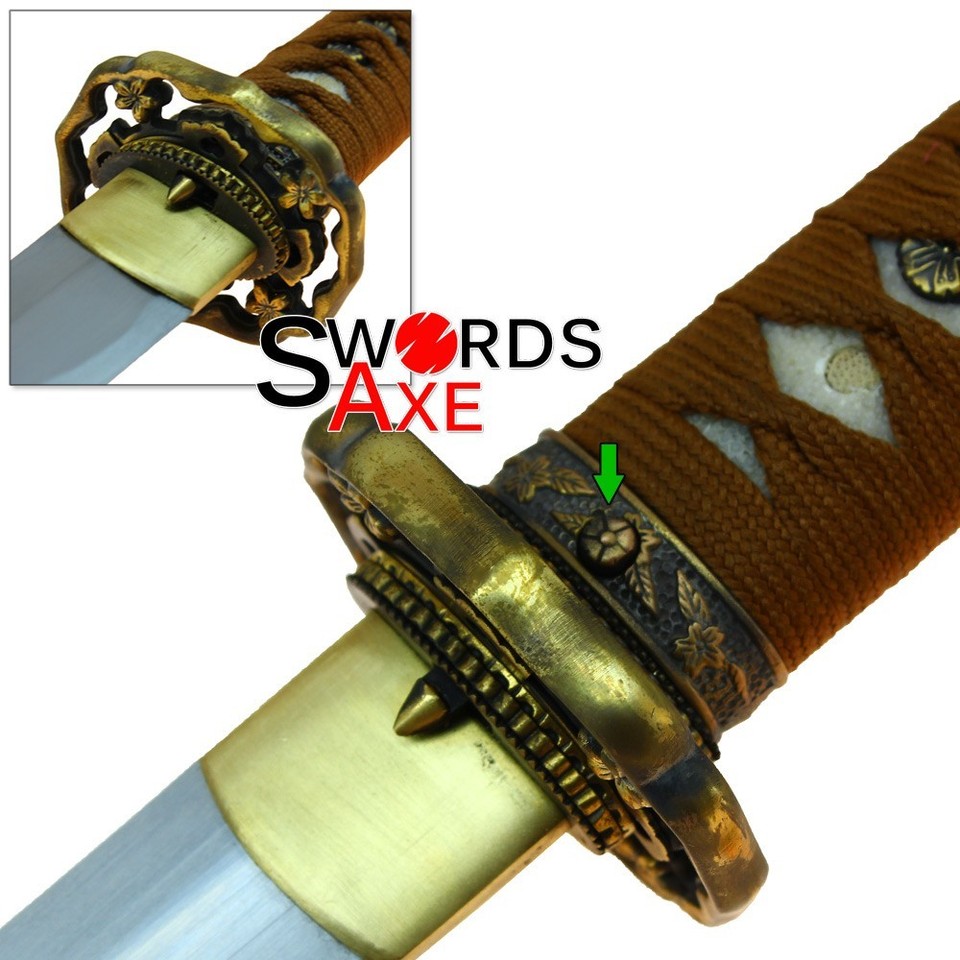 Kawashima Steel™ 1095 HC Functional Katana Sword Leather Wrap Locking ...