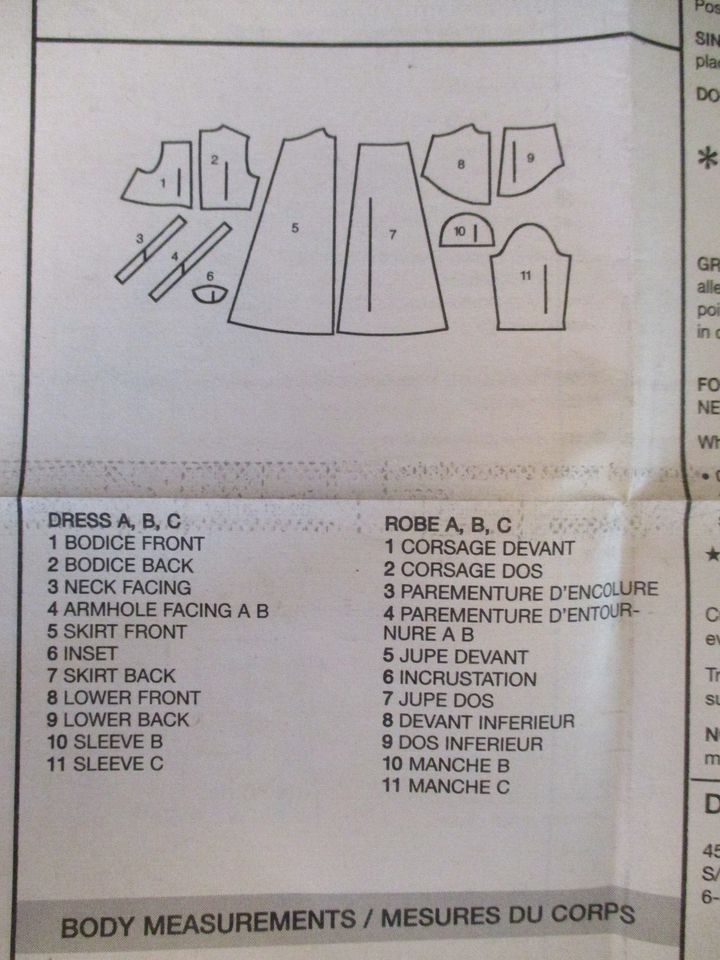 Vogue Pattern 8384 Misses Dress Size 6-8-10-12 Sleeve Variations Cut ...