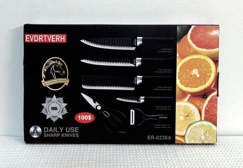 Professional Kitchen Knife Set-High Carbon Forged Stainless Steel 6 ...