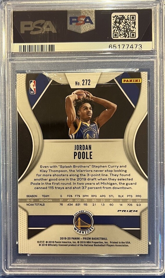 2019 Jordan Poole Green Prizm #272 RC Rookie PSA 10 GEM MT Wizards ...