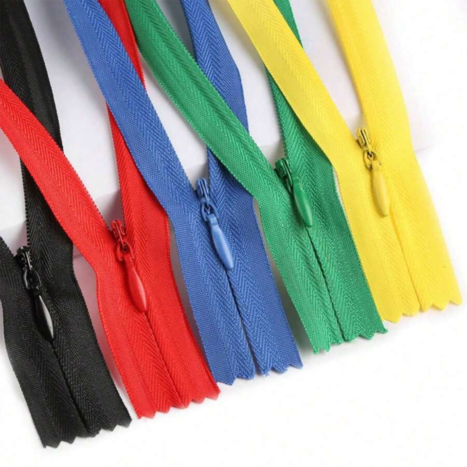 50PCS Nylon Invisible Zippers Random Color Sewing Craft Zip With Cloth ...