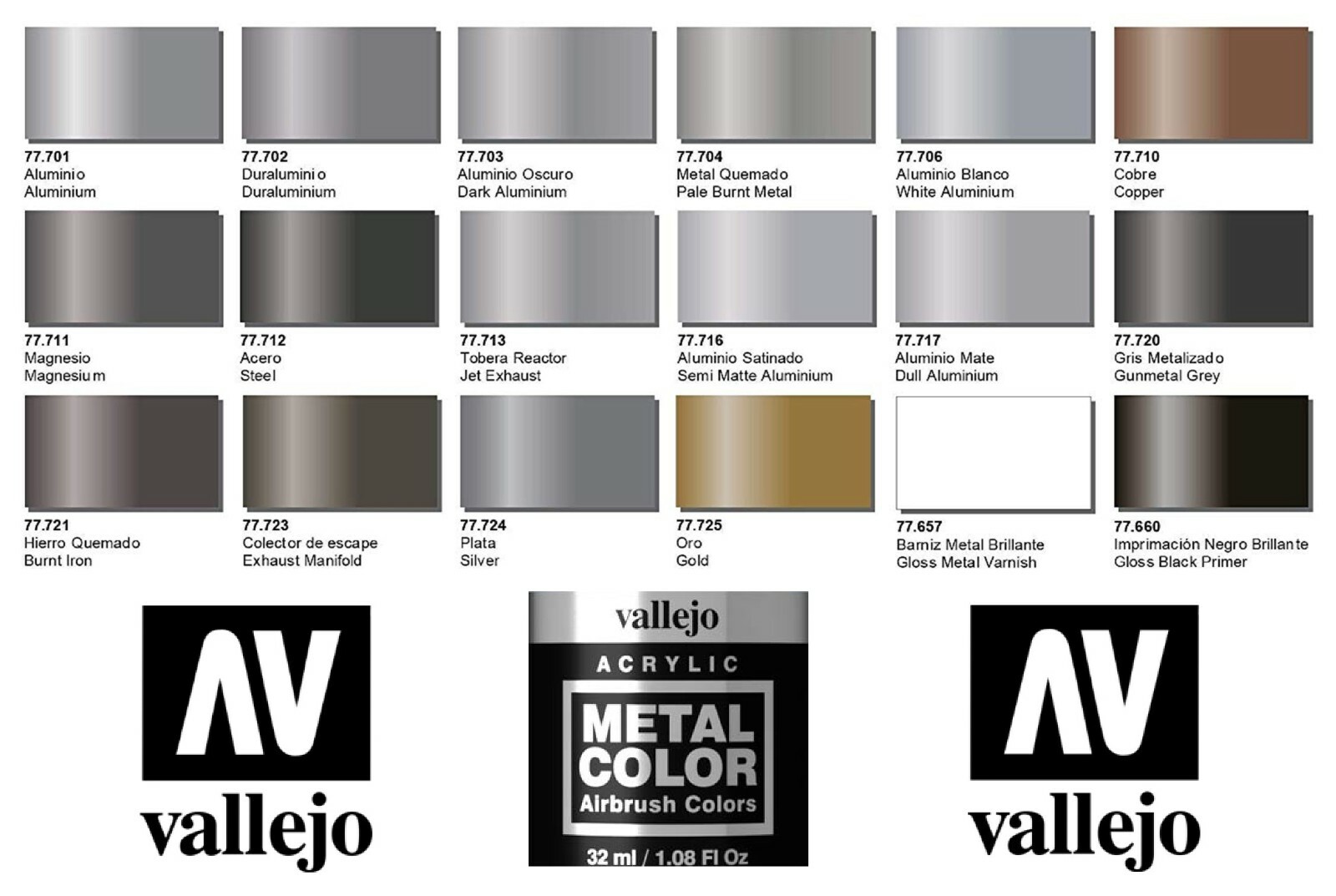 Vallejo Metal Color Acrylic Hobby Paint / Metal Varnish / Primer : 32 ...