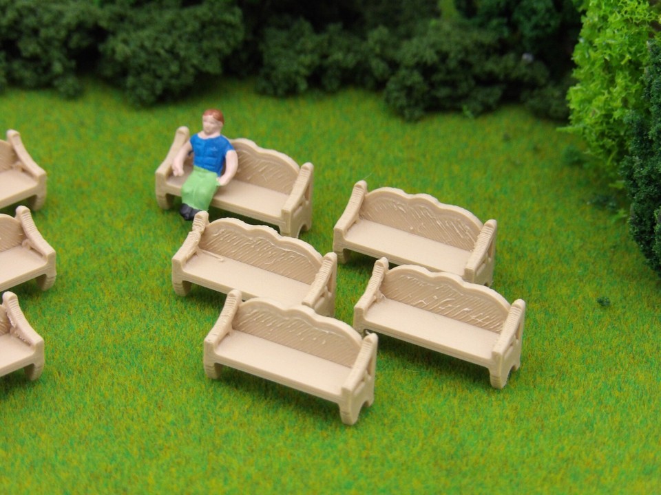 Ten (10) - HO Scale Wooden Park Benches - 3D Printed Train Layout ...