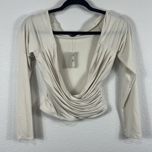 Express Body Contour Collection Plunge Crop Top Women’s S Off White ...