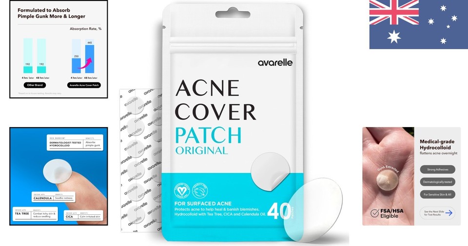 Travel-Friendly 40 Count Hydrocolloid Acne Patches with Natural Healing ...