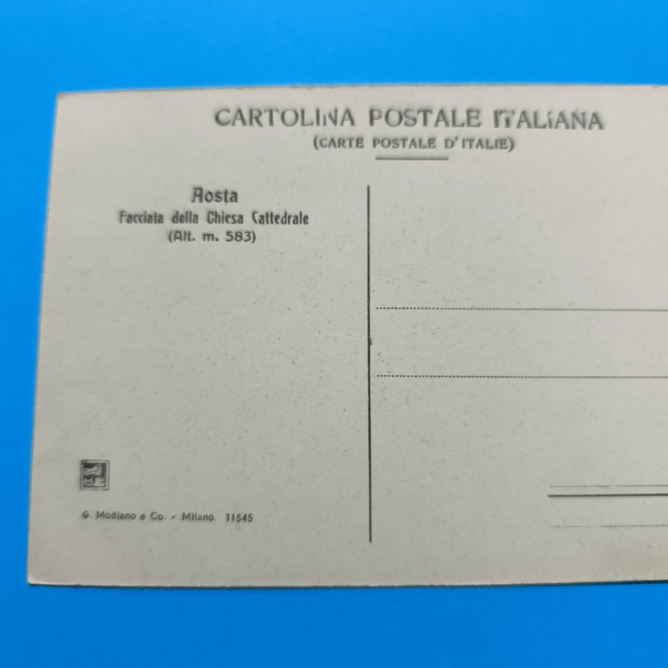 AOSTA FACCIATA DELLA CHIESA CATTEDRALE -CARTOLINA NON VIAGGIATA G ...