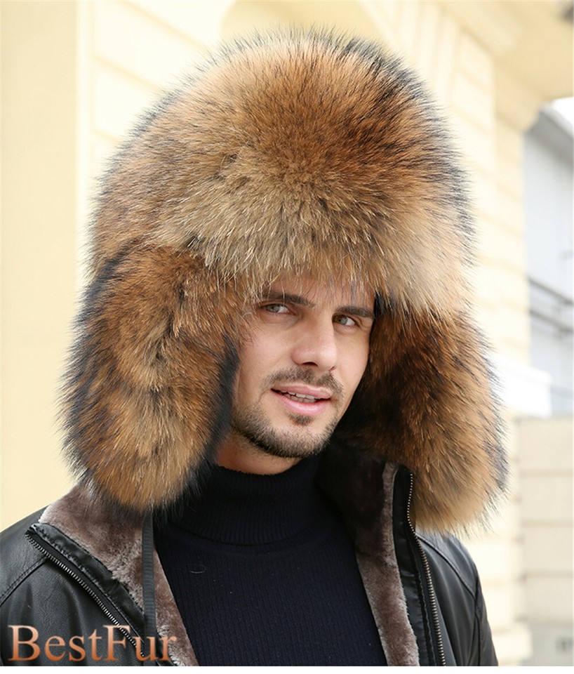 Male Full Covered Real Fox Fur Hat Russian Ushanka Hat Cossack Warm ...
