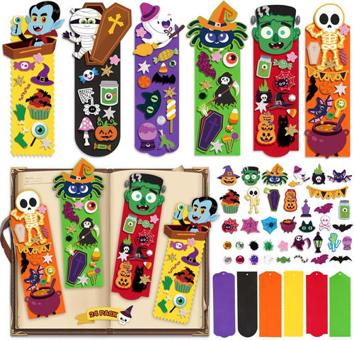 24 Sets Halloween Crafts for Kids, DIY Halloweens Bookmarks, Halloween ...