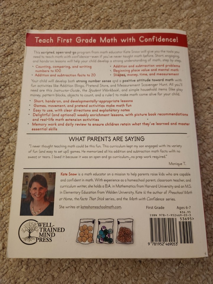 Kate Snow Math with Confidence First Grade Instructor Guide | eBay