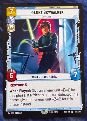 Star Wars Unlimited Spark of Rebellion Luke Skywalker Legendary Card | eBay