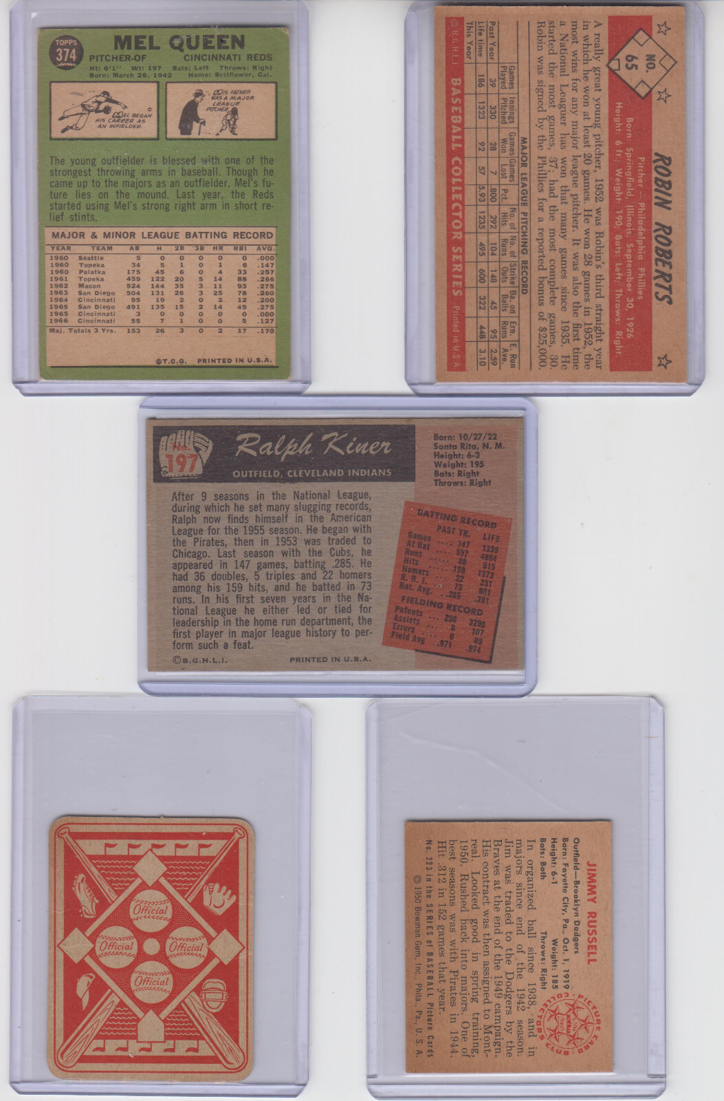 1950 BOWMAN #223 JIMMY RUSSELL SIGNED/AUTOGRAPHED CARD BROOKLYN SUPER ...