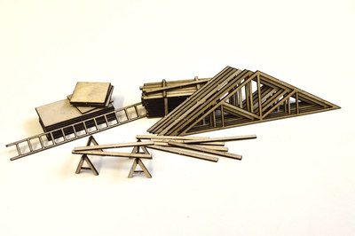 LASER CUT TIMBER YARD BUILDING SITE ACCESSORIES HO SCALE MODEL RAILWAY ...