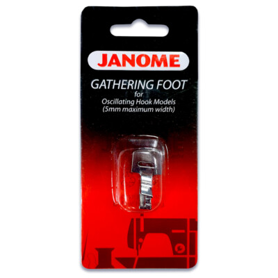 Janome Gathering Foot - Ruffles, heirloom puffing, for 5mm Machines ...
