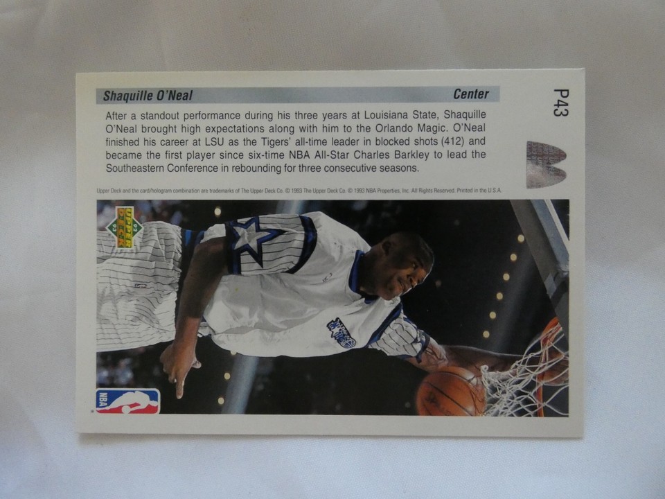 BEAUTIFUL UPPER DECK MCDONALDS SHAQUILLE O' NEILL BASKETBALL CARD P43 ...
