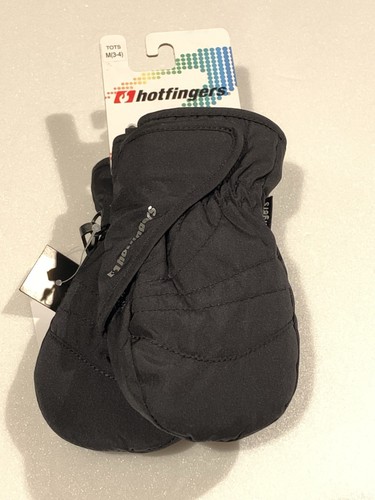 Hot Fingers Zip N’ Slide Tots Black Mittens Insulated Waterproof ...
