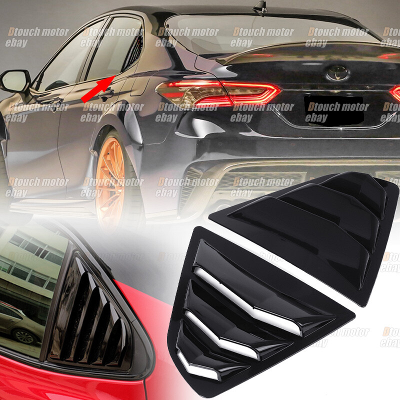 2pcs Glossy Black Rear Side Window Louver Cover Sun Shade Cover for ...