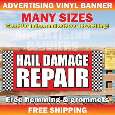 HAIL DAMAGE REPAIR Advertising Banner Vinyl Sign Service Garage ...
