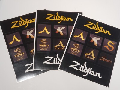 Lot of 3 Zildjian Brand Cymbals Drums 8-Sticker Stickers Sheets - NEW ...