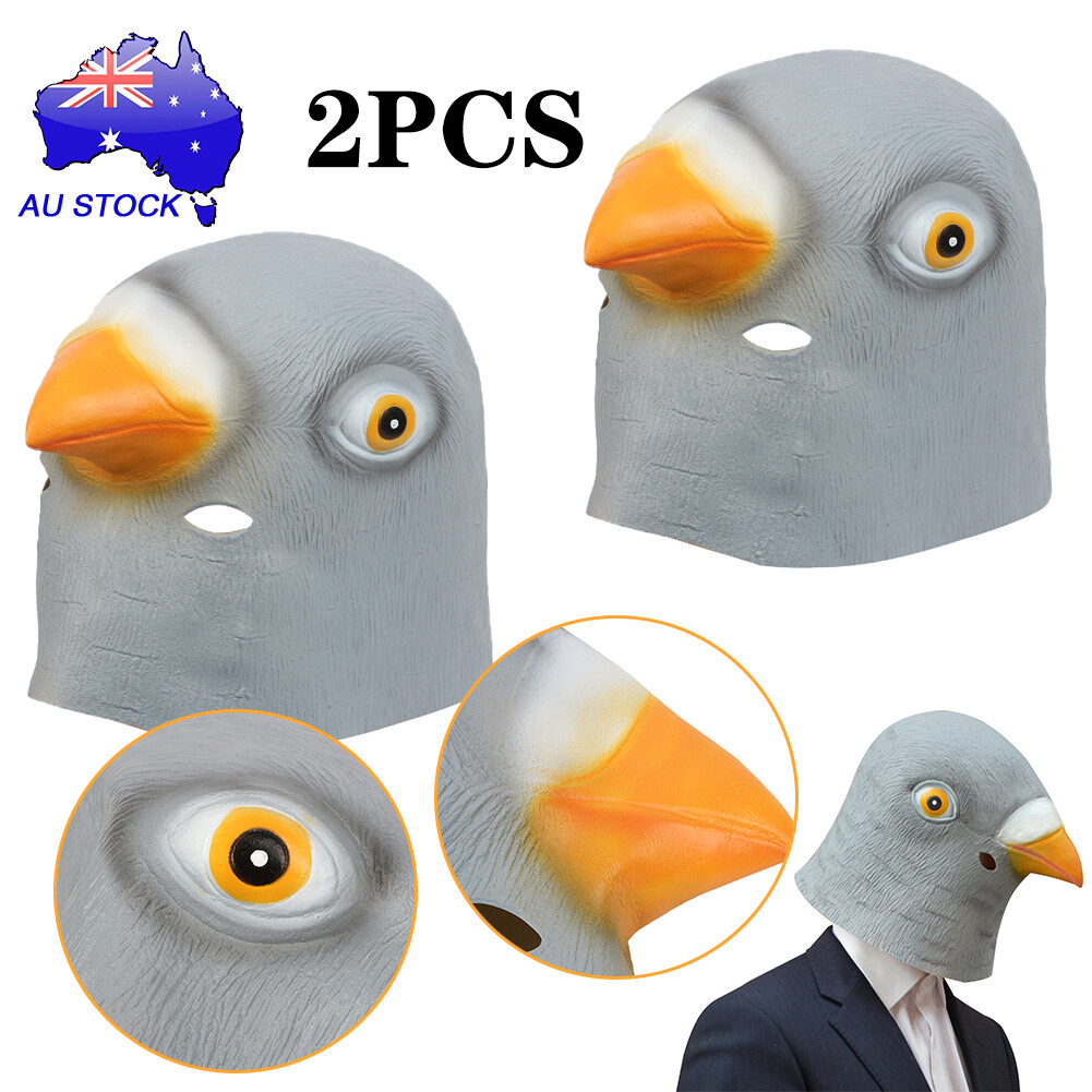 1/2X Pigeon Head Mask Creepy Animal Halloween Costume Theater Latex ...
