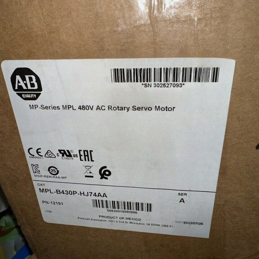 AB MPL-B430P-HJ74AA Allen Bradley MP-Series MPL 480V AC Rotary Servo ...