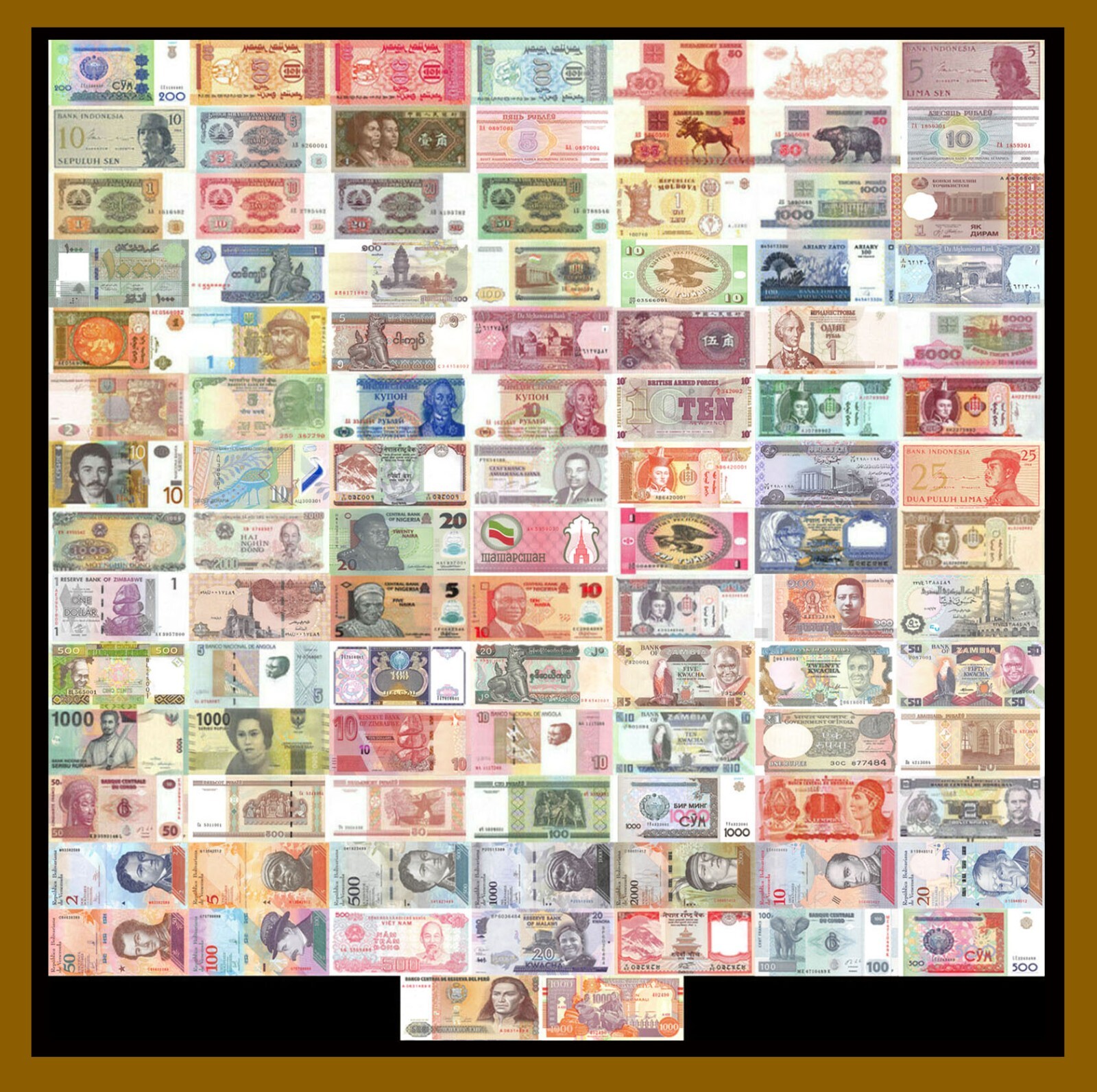 100 Pcs of Different World Mix Mixed Foreign Banknotes Currency Lot 35 ...