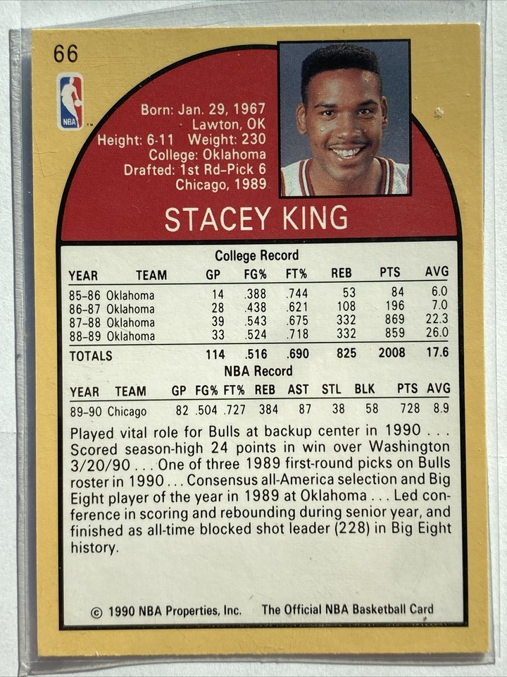 1990-91 NBA Hoops Basketball #66 Stacey King Rookie RC Chicago Bulls | eBay