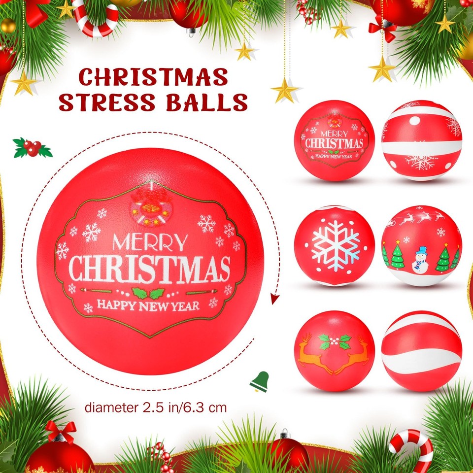 60 Pcs Christmas Stress Balls 2.5'' Santa Snowman Snowflake Foam Pu ...