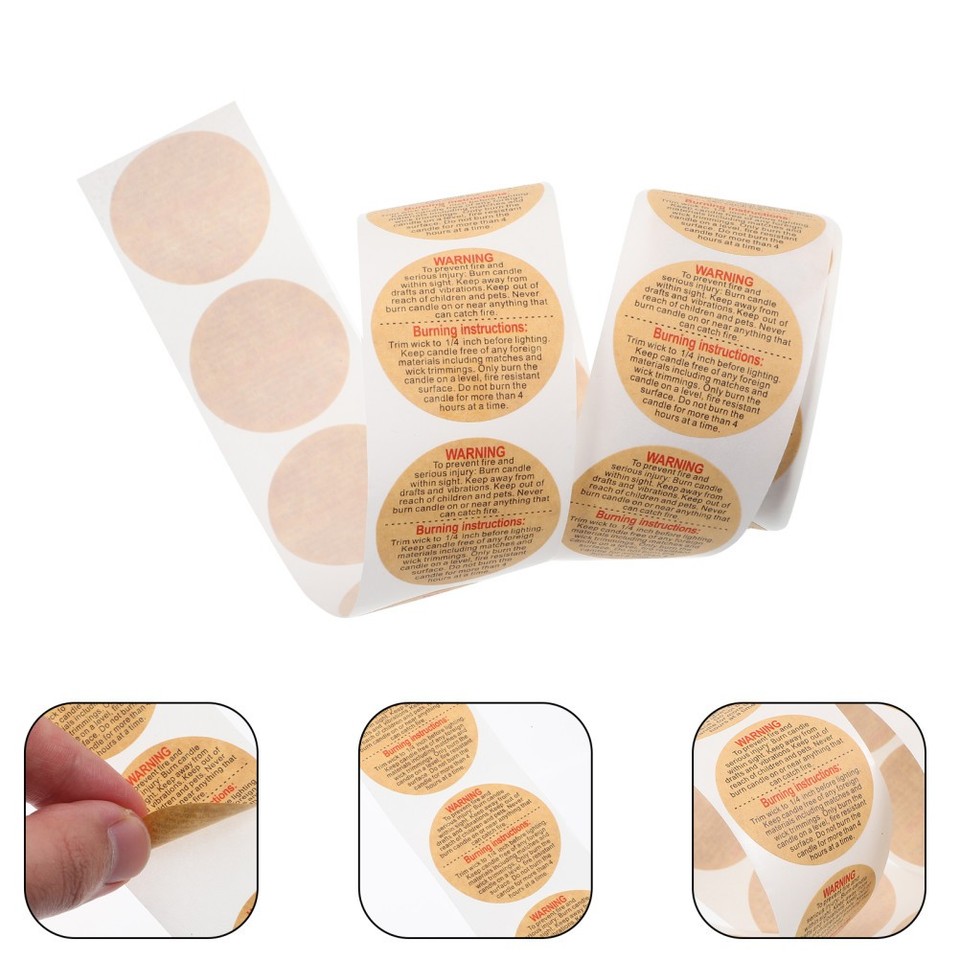 Wax Melt Warning Labels Decals Round Baking Sticker Self-adhesive for ...