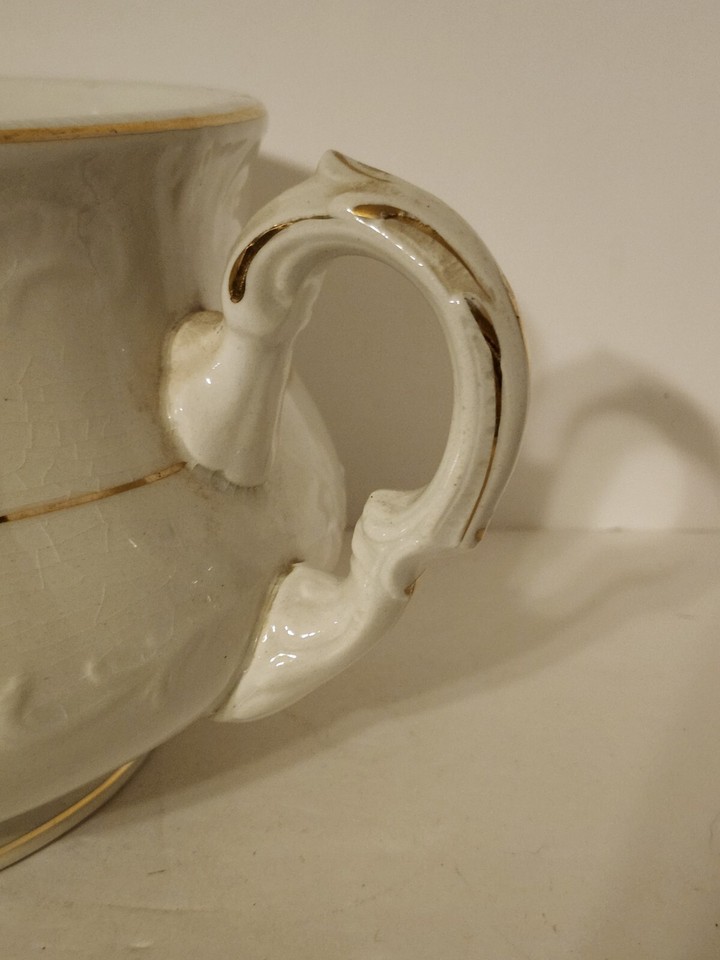 Antique The Colonial Company White Gold Gilt Ceramic Chamber Pot With ...