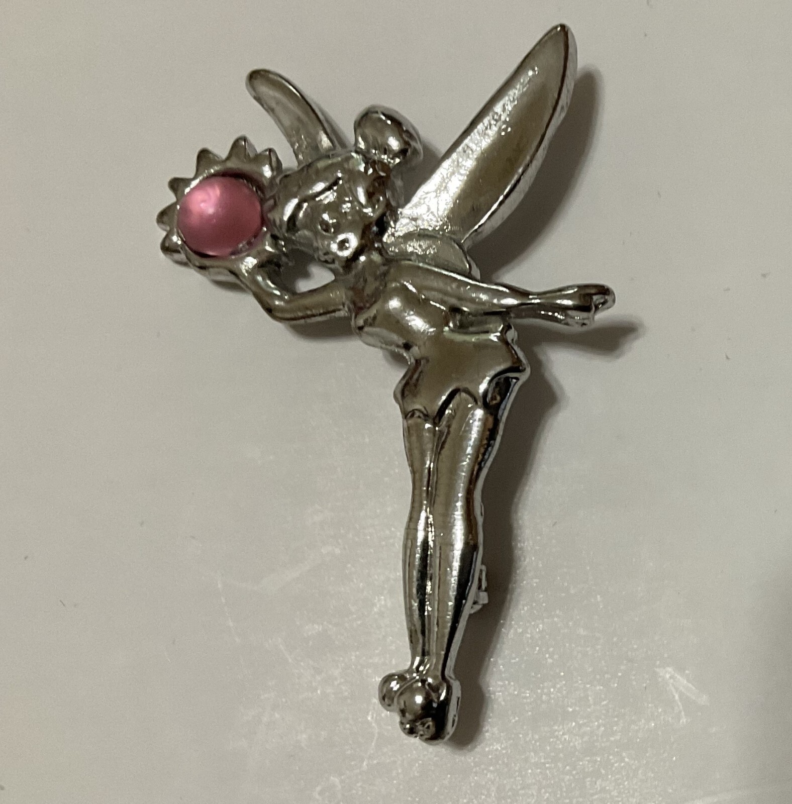DISNEY Vintage SilverTone Tinker Bell with Pink Stone Birthstone ...