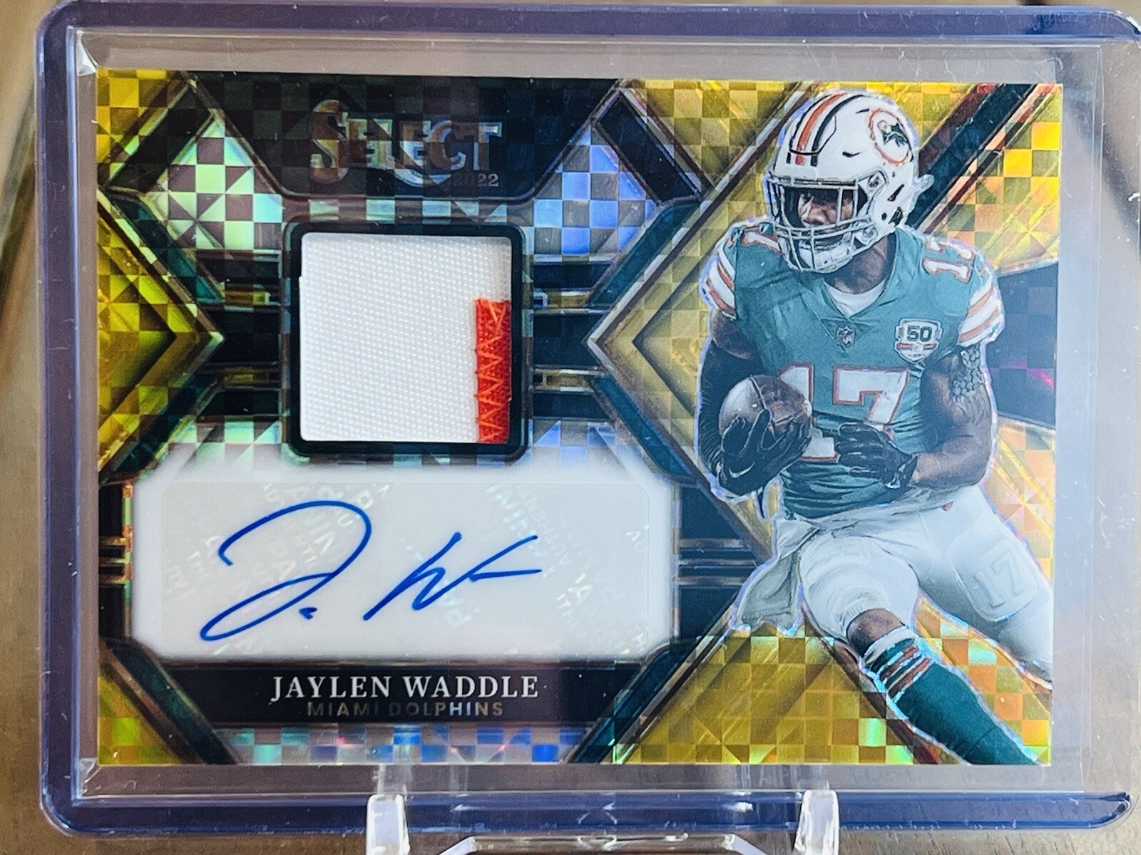 Jaylen Waddle 2022 Select Gold Patch Auto #4/10 2 Color Patch | eBay
