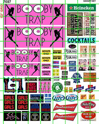 7007SET DAVE'S DECALS BOOBY TRAP STRIP CLUB BAR SET W/ ASST'D ADS ...