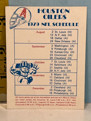 1979 Houston Oilers NFL Football Schedule | eBay