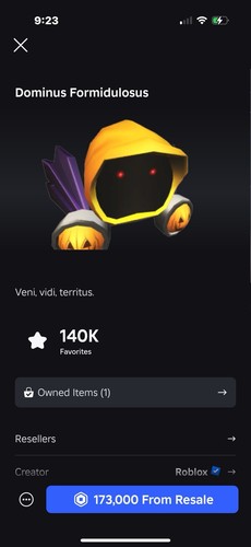 Roblox Dominus Limited For Sale | eBay