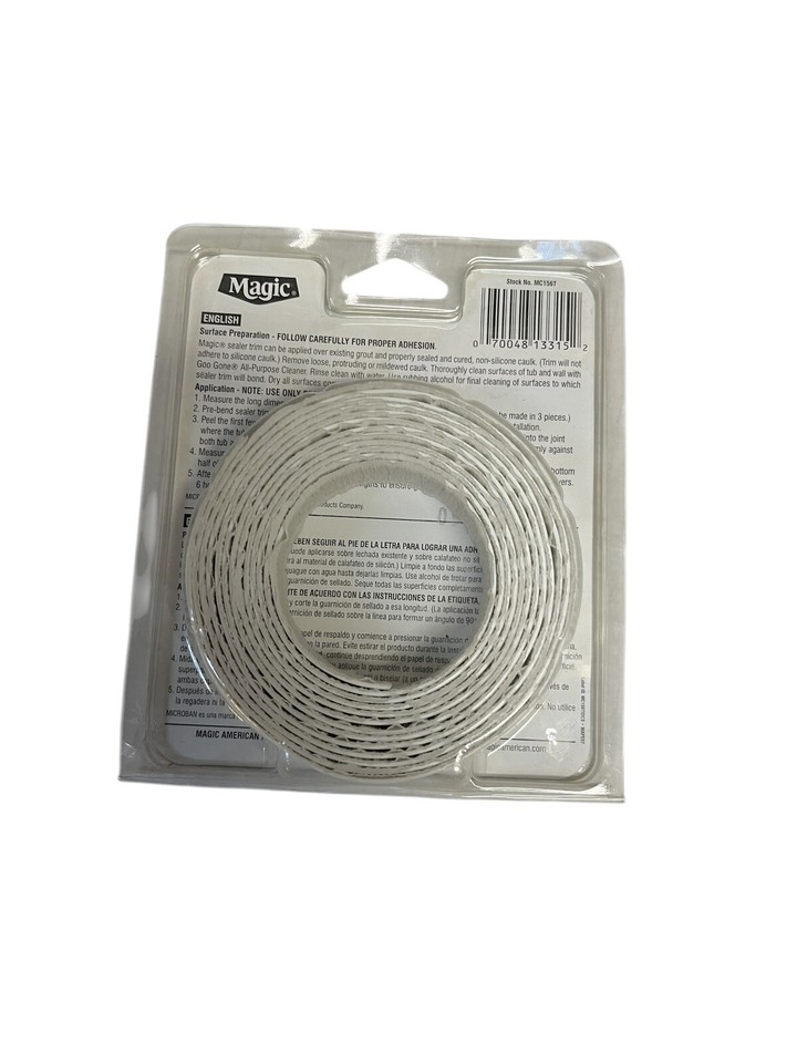 Magic Tub & Wall 5 ft. White Peel & Stick Sealer Trim w Microban ...