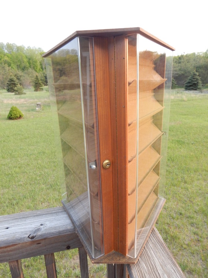 Rotating Plastic Locking Table Top Display Case Coins Cards Jewelry ...